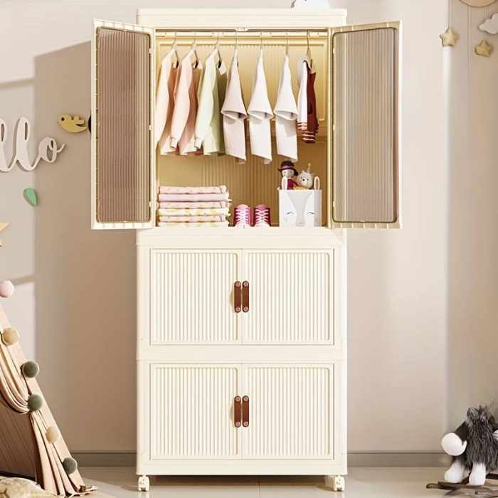 HIRUN Portable Collapsible Children Wardrobe Clothes Cabinet, Nursery ...