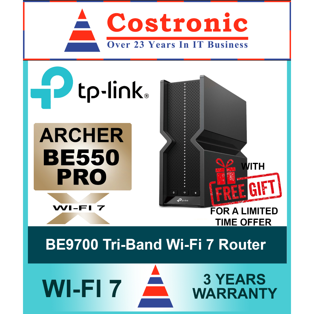 TP-link Archer BE550 Pro BE9700 Tri-Band Wi-Fi 7 Router ( 3 years Local ...