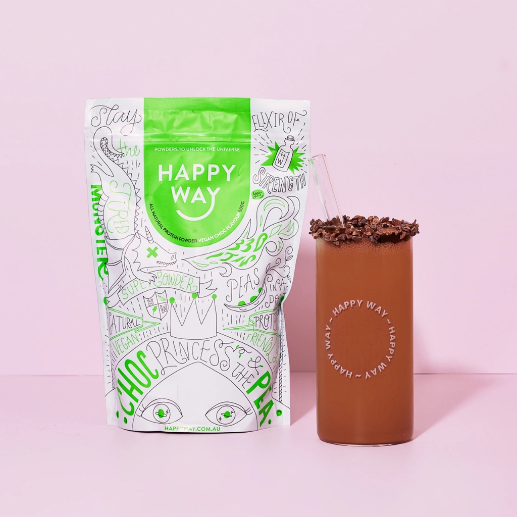 Happy Way Vegan Protein Powder (Choc Pea Princess) Chocolate 500g ...