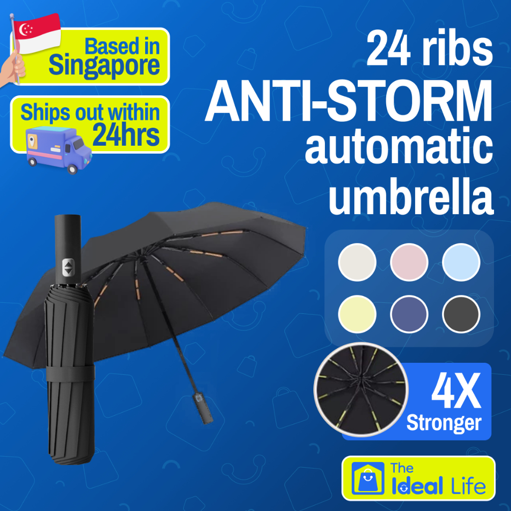 Umbrella Automatic Large Umbrella UV Sun Strong Foldable Black Umbrella ...