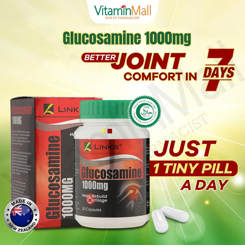 Links Halal Glucosamine 1000mg - Joint Supplement Fast Relief for Knee ...