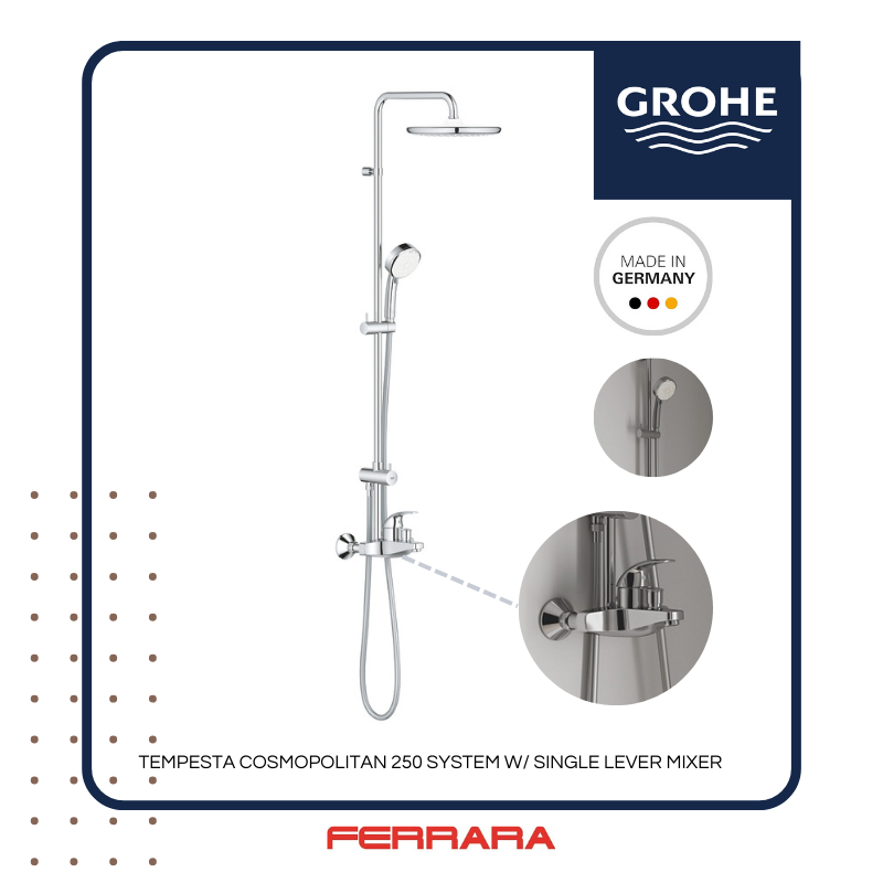 GROHE Tempesta Cosmopolitan 250 Shower System with Single Lever Bath ...