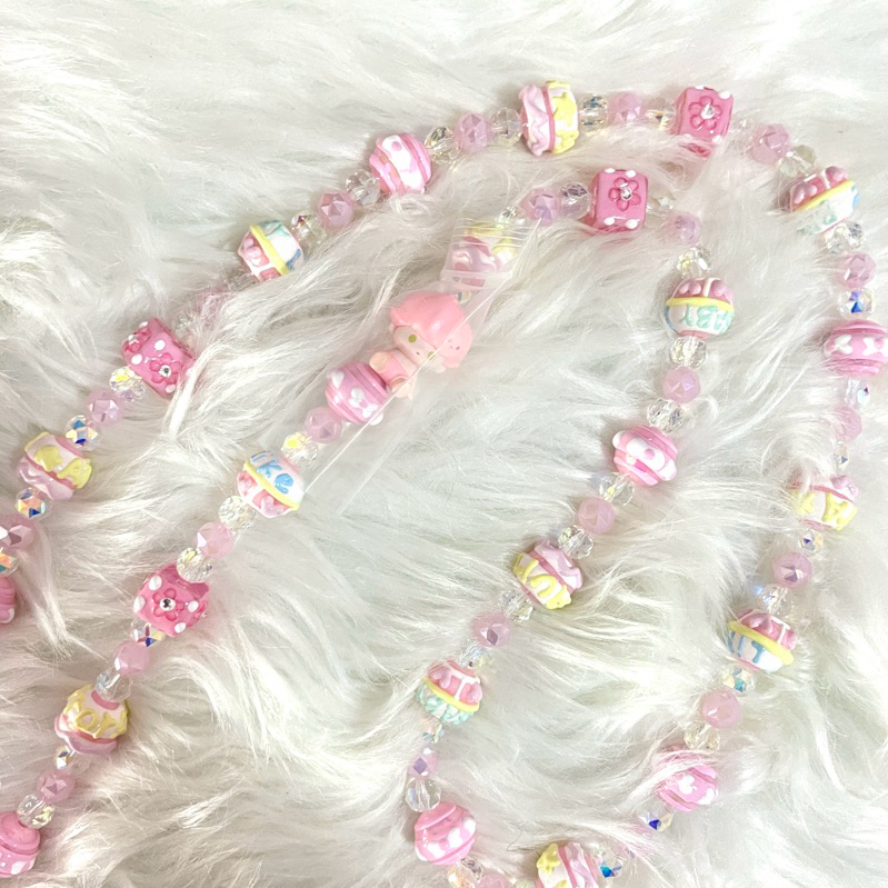 Pop Mart Dimoo Crossbody Phone Strap Clay Beads Hand Painted Beads Pink ...