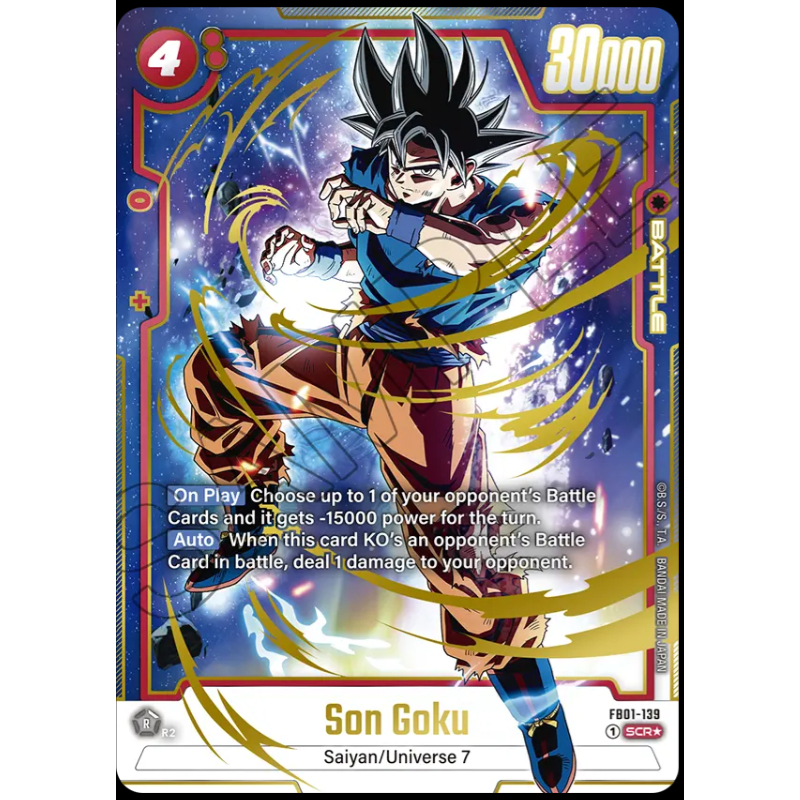 Japanese dragon Ball Card game Son Goku FB01-139 SCR Saiyan/Universe 7 ...
