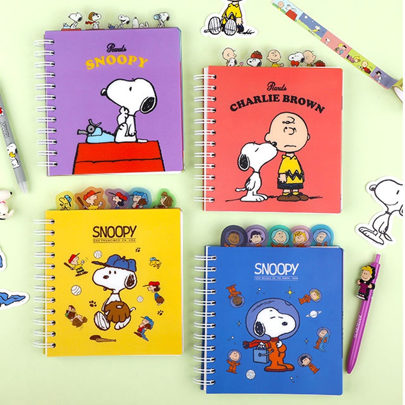 Peanuts Snoopy Index Lined Spiral Notebook Spring Notepad Cute Korean ...