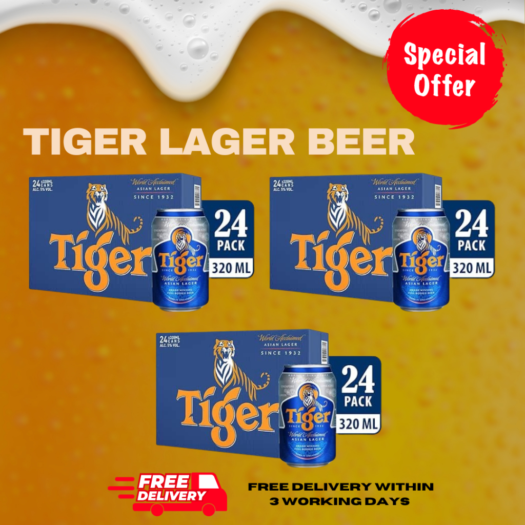 Tiger Lager Beer 24 Cans x 320ml (3 Cartons) | Shopee Singapore