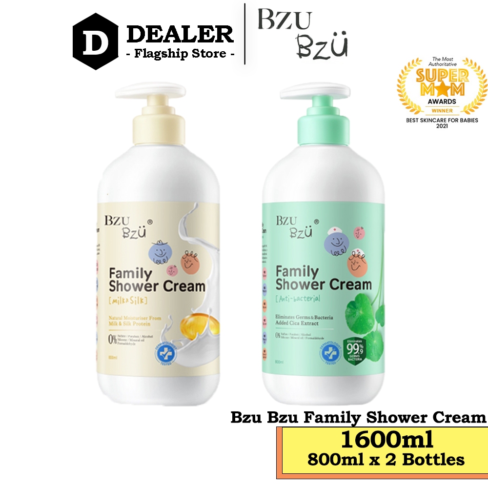 BZU BZU Family Milk & Silk l Antibacterial Shower Cream, 800ml x2 ...