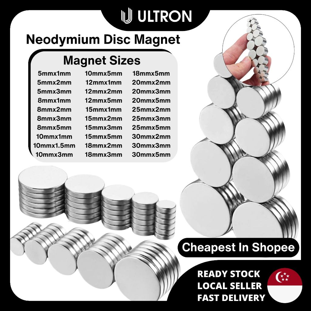 SG🚚 | Various Magnet Sizes Neodymium Disc Circular Round Arts and Craft ...