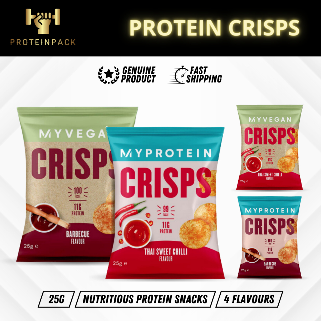 Myprotein Vegan Protein Crisps 25g - BBQ, Thai Sweet Chili, Delicious ...
