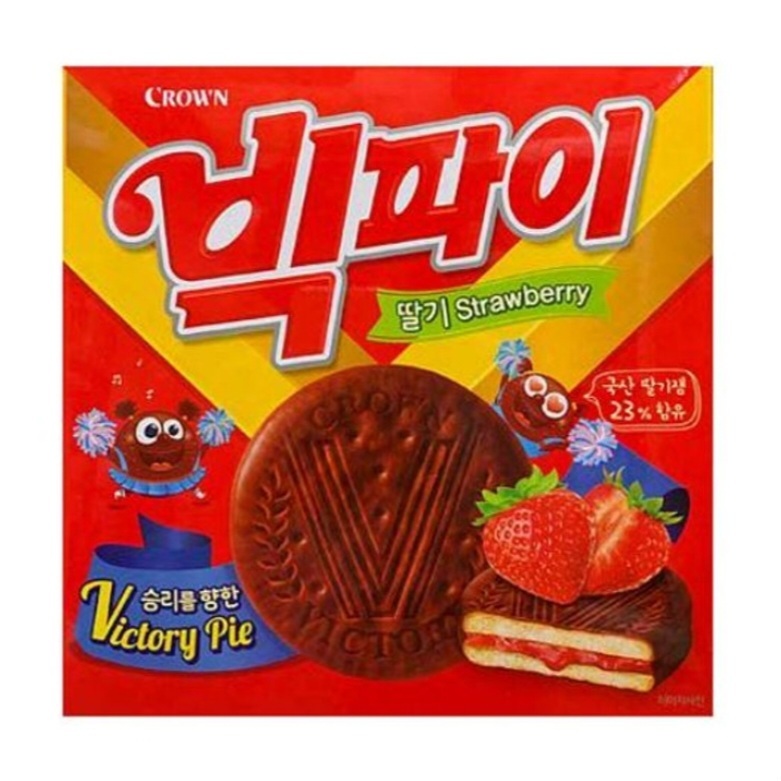 [CROWN] Big Pie Choco Strawberry jam 216g 12EA 1BOX | Shopee Singapore