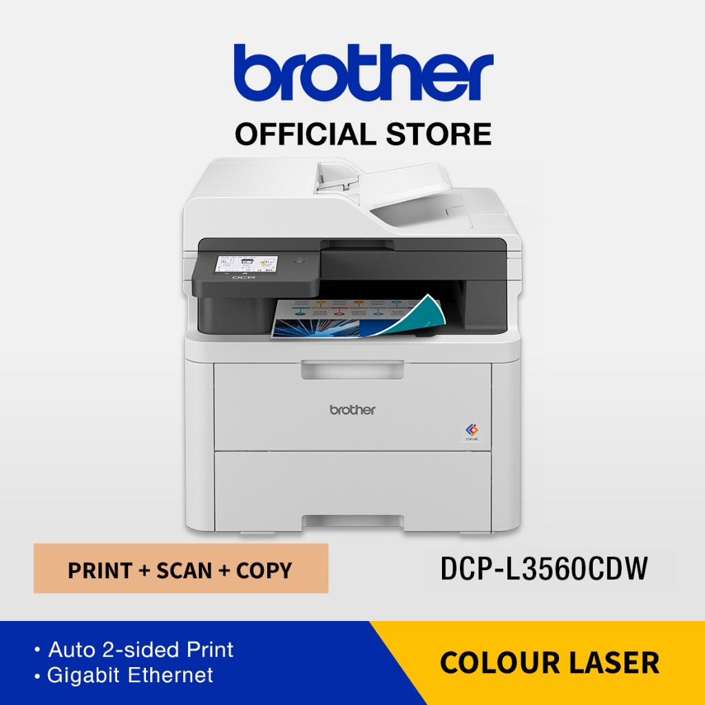 Brother DCP-L3560CDW Multi Function Color Laser Printer, Print, Scan, Copy | Shopee Singapore