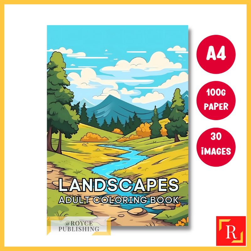 Landscapes Colouring Book For Adults 4 - (A4 | 30 Images | 100gsm ...