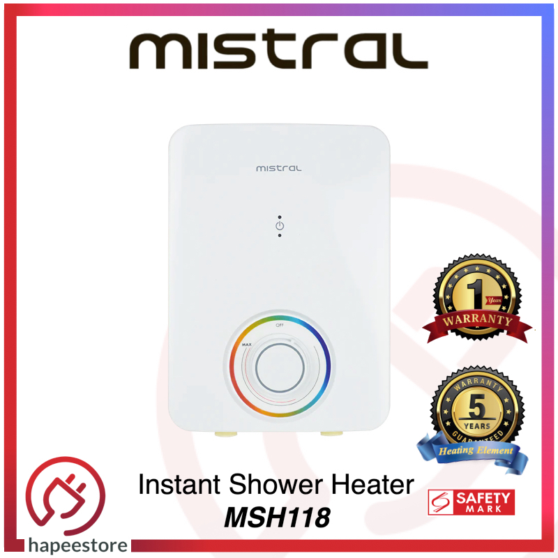 Mistral Instant Shower Heater Mimica Series MSH118 (1 Year, 5 Years on ...