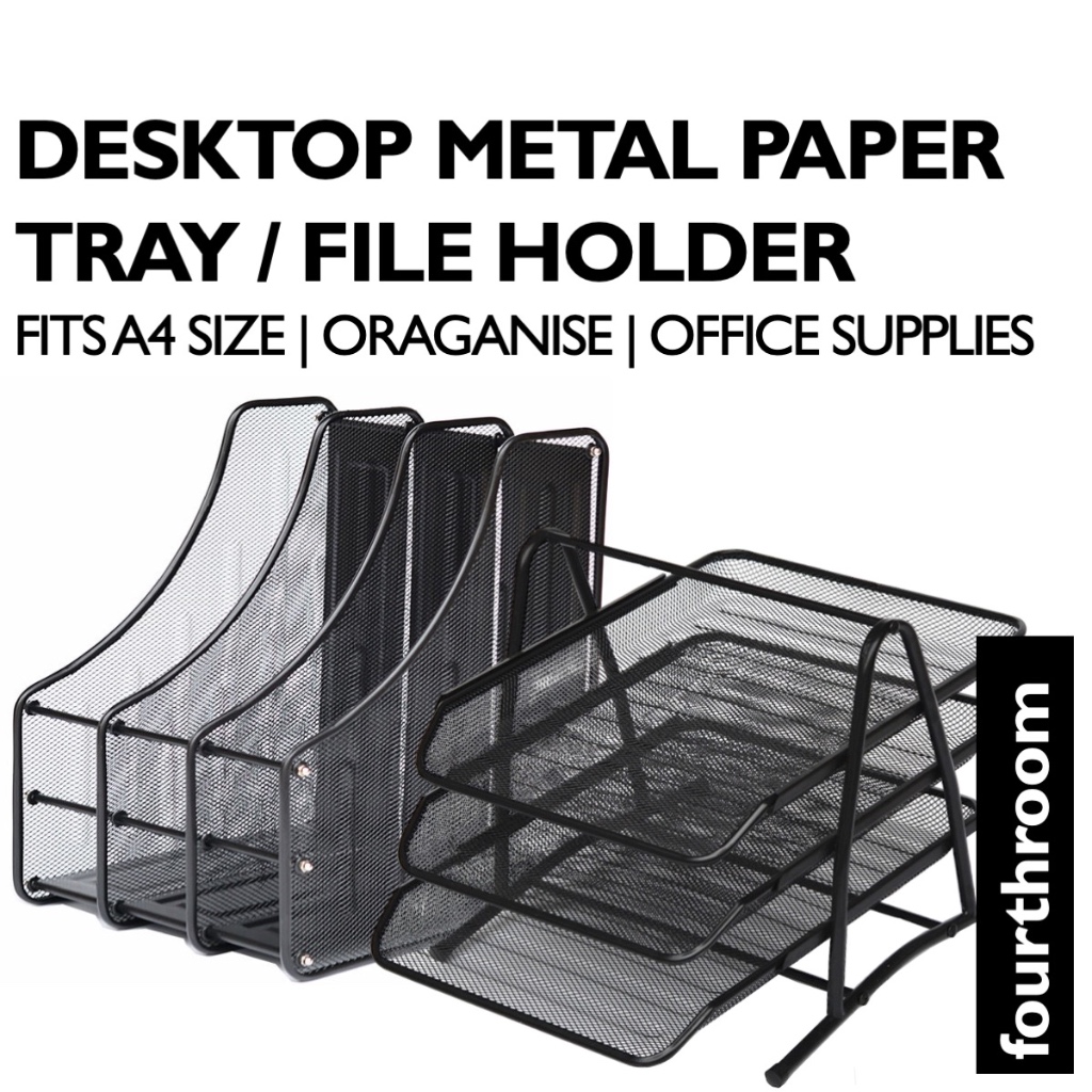 Desktop Mesh Metal Paper Tray File Holder Organiser | Office Supplies ...