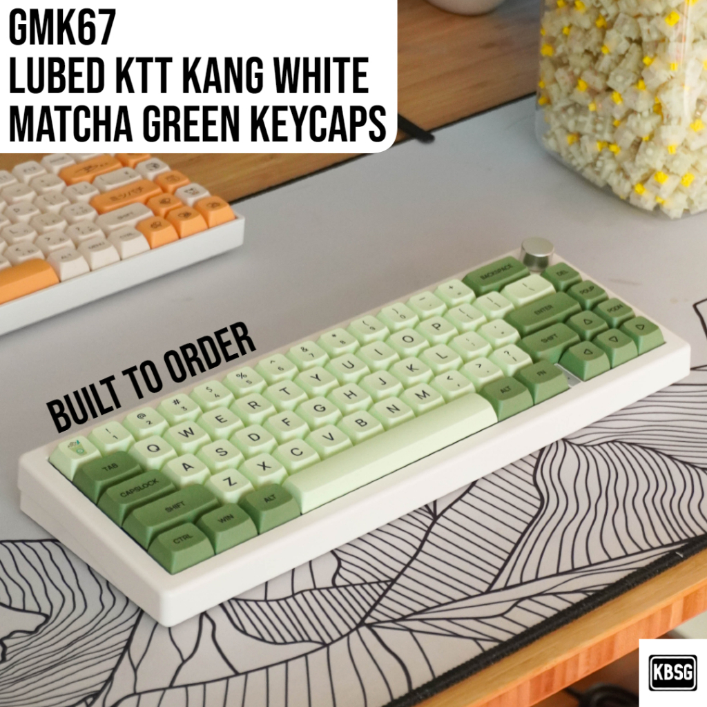 GMK67, KTT Kang White, Matcha Green Custom Keyboard | Shopee Singapore