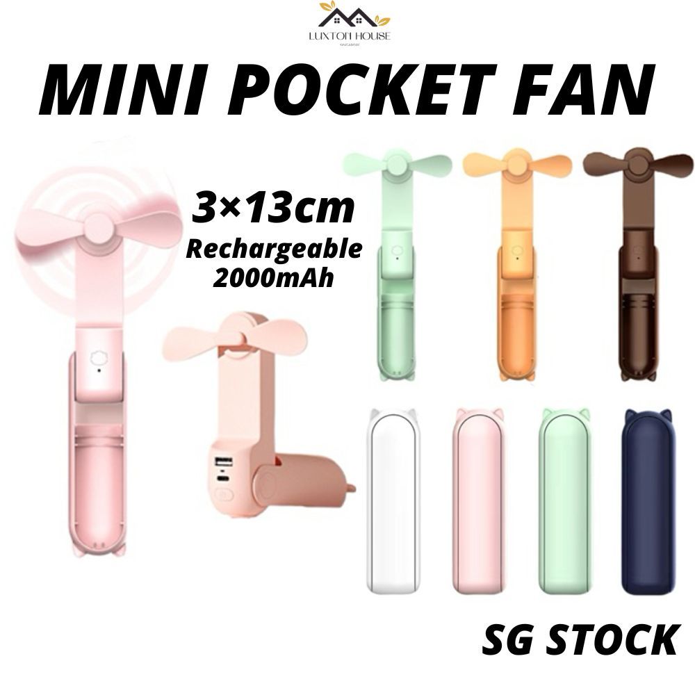 {SG} Portable Fan Kipas Tangan Small Fan 3-Speed USB Fan Mini Handheld ...