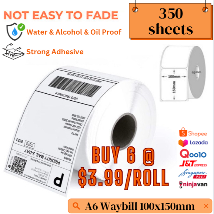 Waterproof A6 100*150mm Thermal Label Sticker Thermal Printer Label Airway Bill Sticker AWB ...