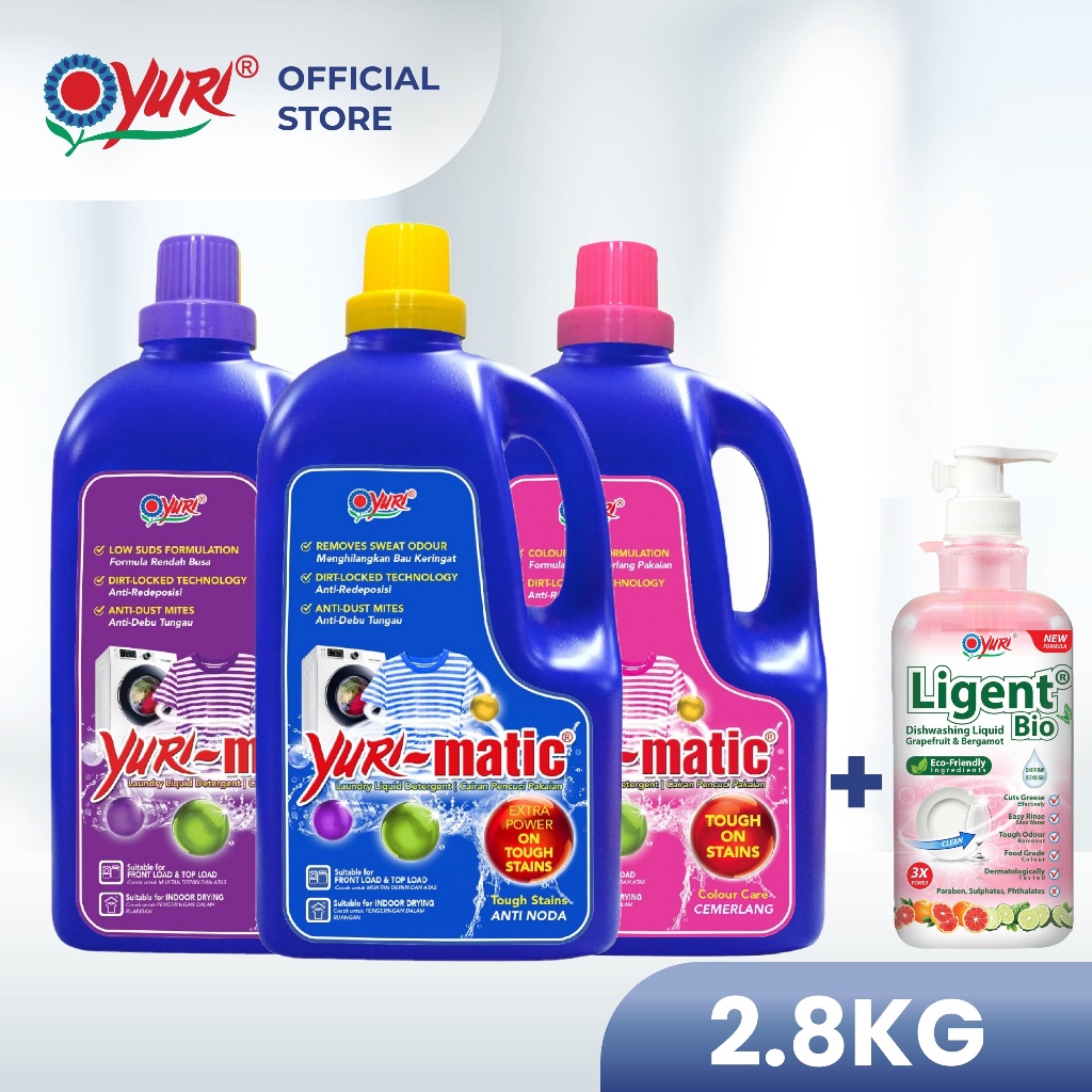[Bundle Deal] Yuri-matic Laundry Liquid Detergent 2.8Kg + Yuri Ligent ...