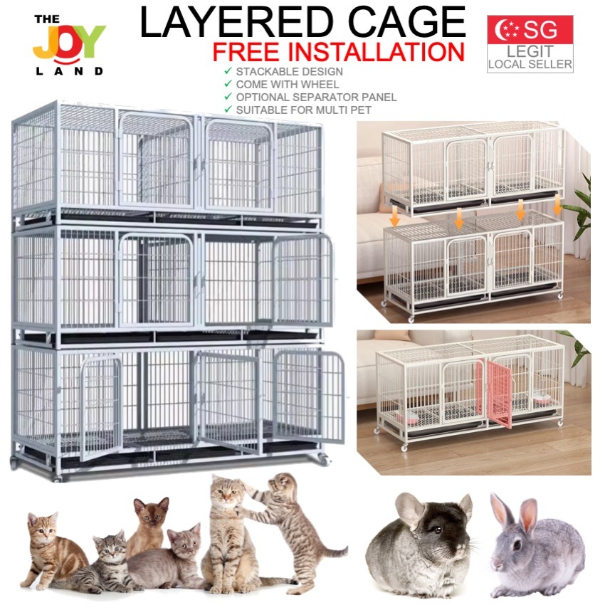 [SG Ready Stock] White Layered Pet Cage Stackable Cage Breeding Cage ...