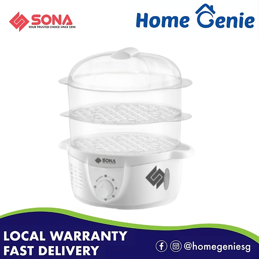 Sona 9.0L (3 Tier) Electric Steamer SSR2046 Removable Steam Tray Water ...