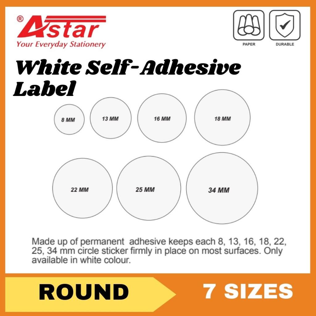 Astar White Label Sticker /White Circle Sticker / White Self-adhesive ...