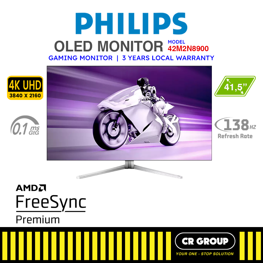 PHILIPS 42M2N8900 - 41.5 '' OLED 4K UHD Monitor - 138Hz Refresh Rate - 0.1ms Response Time (3Yrs ...