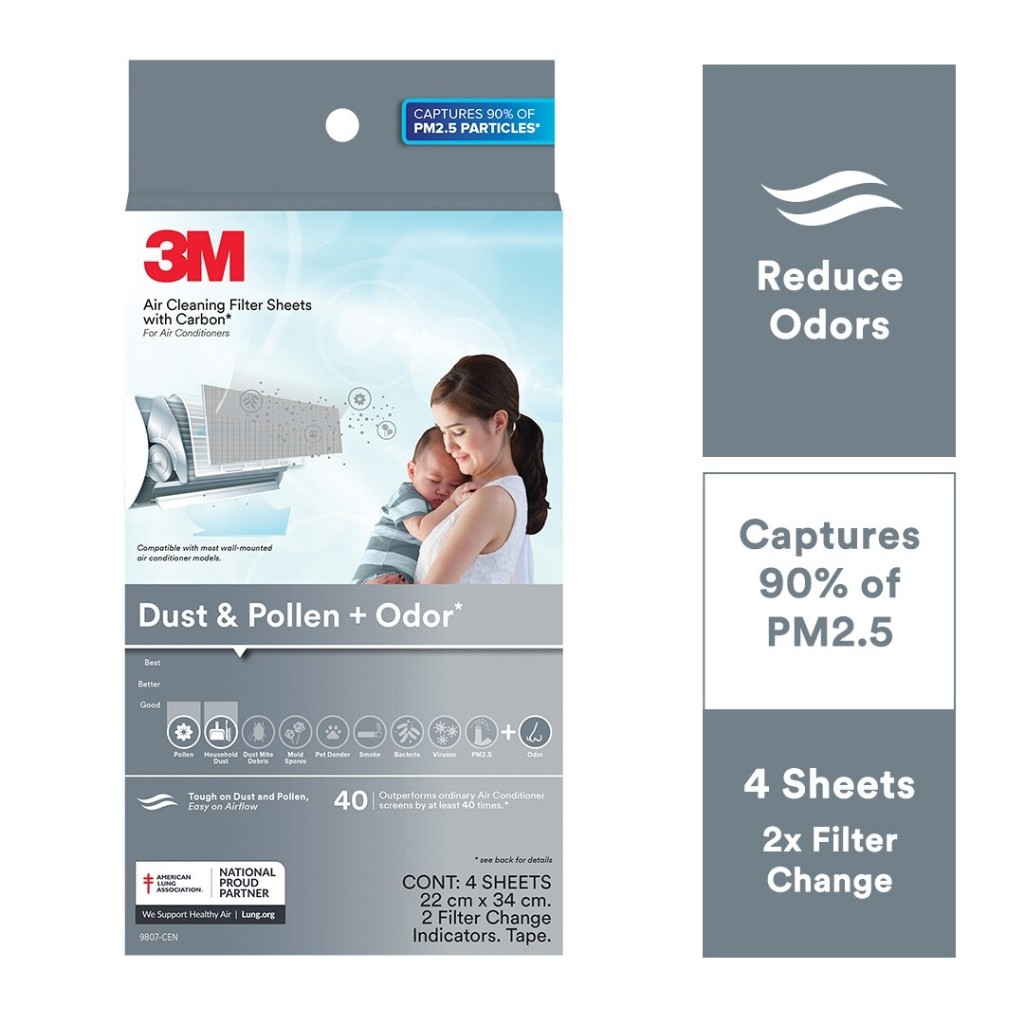 3M Air Cleaning Filter Sheets With Carbon for Air Conditioners (Dust ...