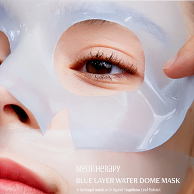 Face Mask 1 Box (4 Sheets) MEDITHERAPY Blue Layer Water Dome Mask ...
