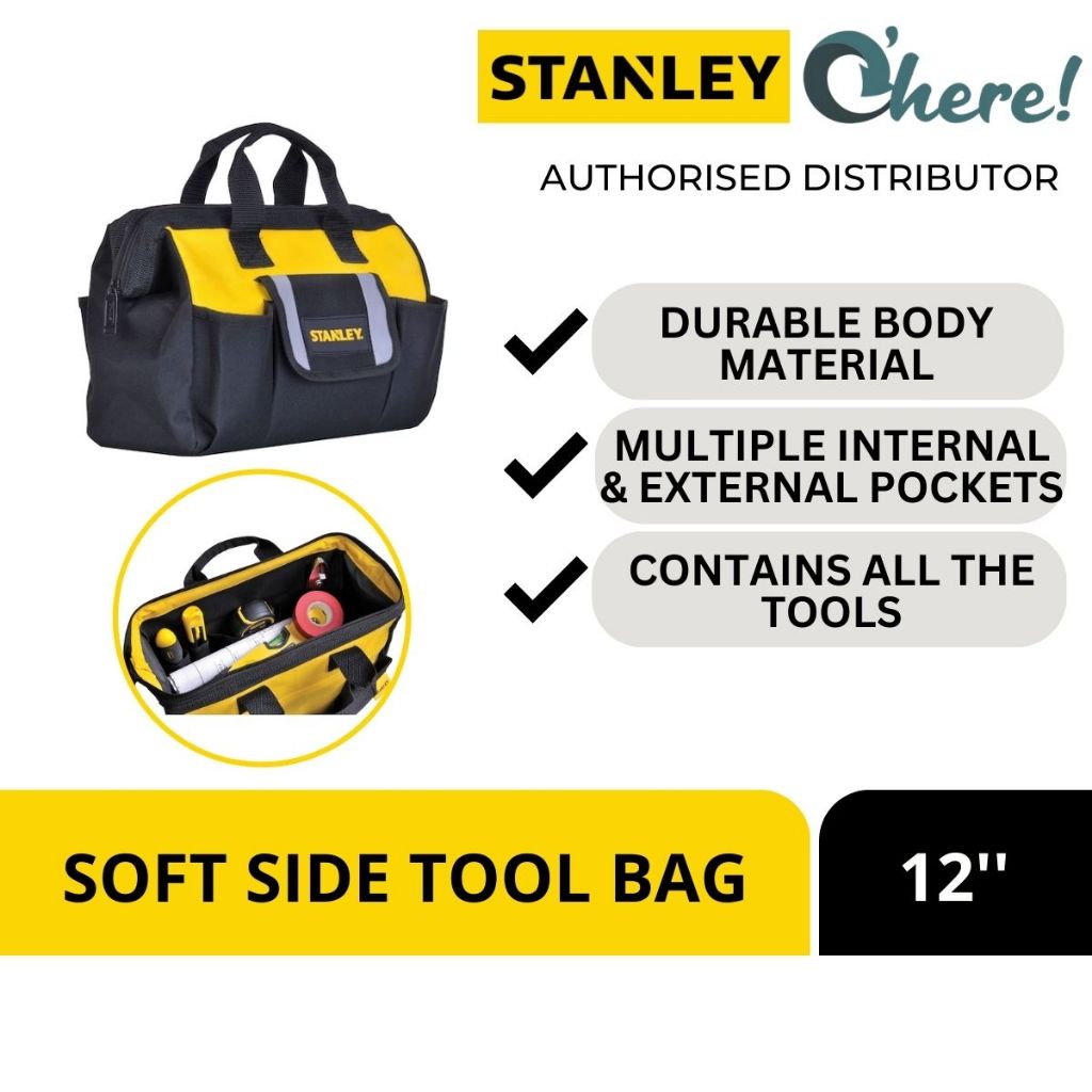 Stanley Soft Side Tool Bag Open Mouth 12" STST512114 | Shopee Singapore