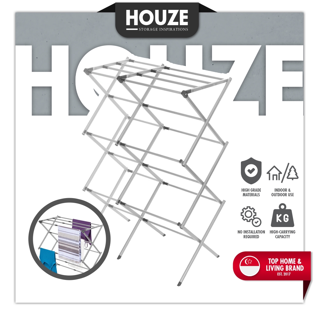 [HOUZE] SLIM Compact X Extendable Drying Rack (Grey) - Laundry | Rack ...