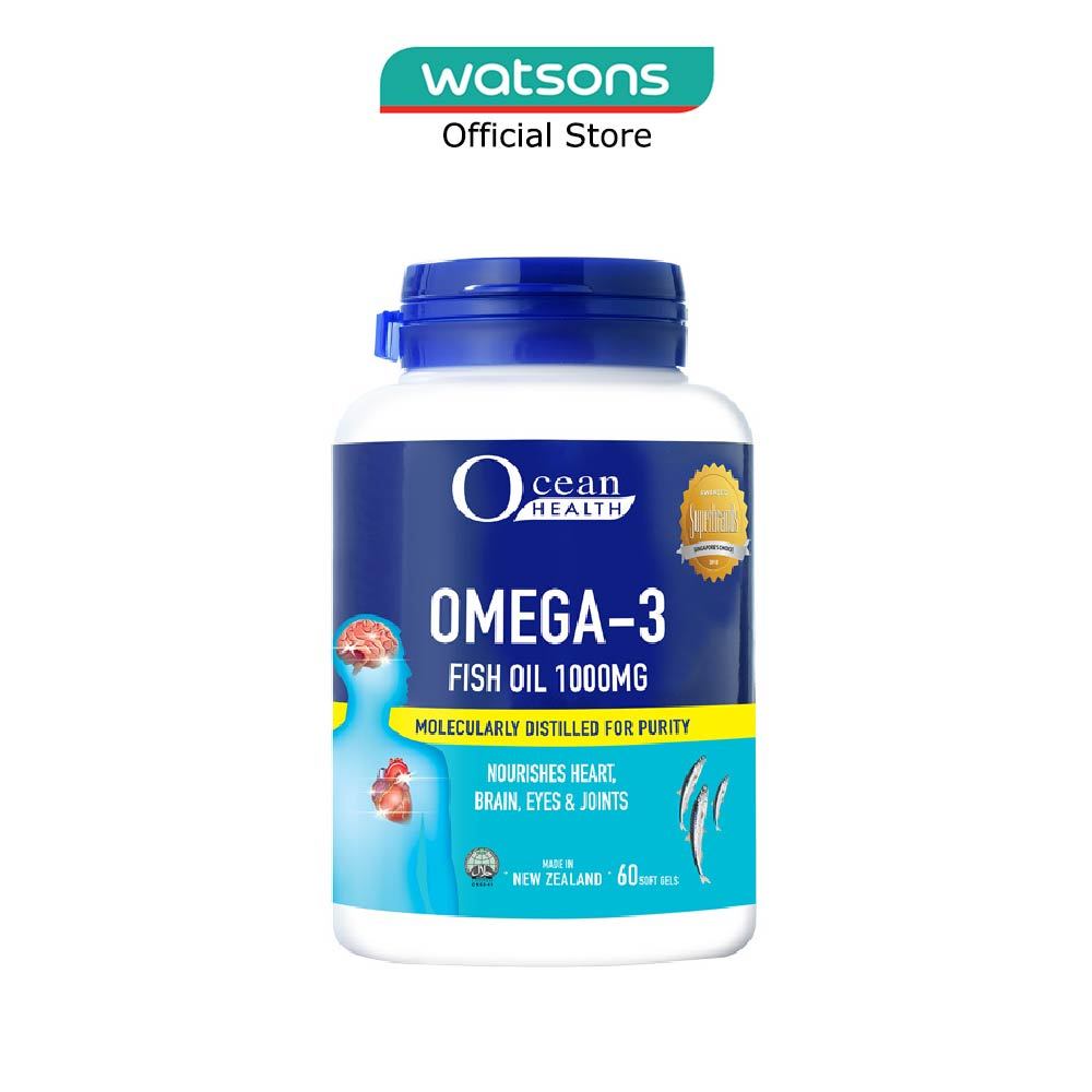 OCEAN HEALTH Omega-3 Fish Oil Softgel 1000mg (For Heart, Brain, Eyes ...