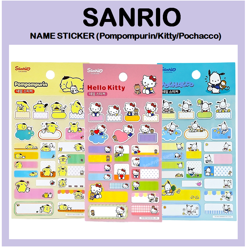 [SANRIO] NAME STICKER (Pompompurin/Kitty/Pochacco) | Shopee Singapore