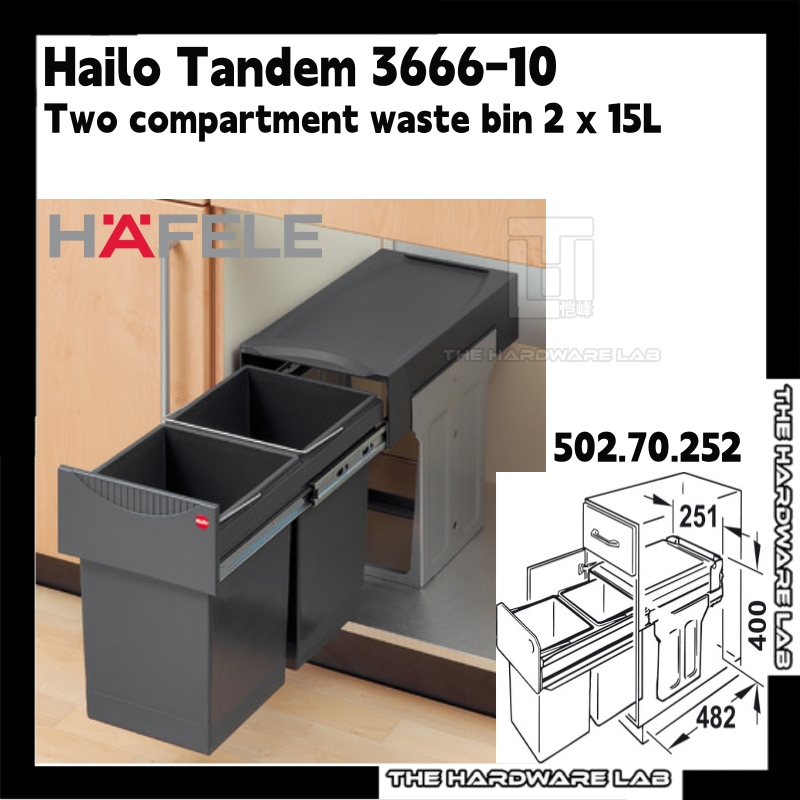 {The Hardware Lab}Hafele Hailo Tandem 3666-10 (502.70.252) Double Waste ...