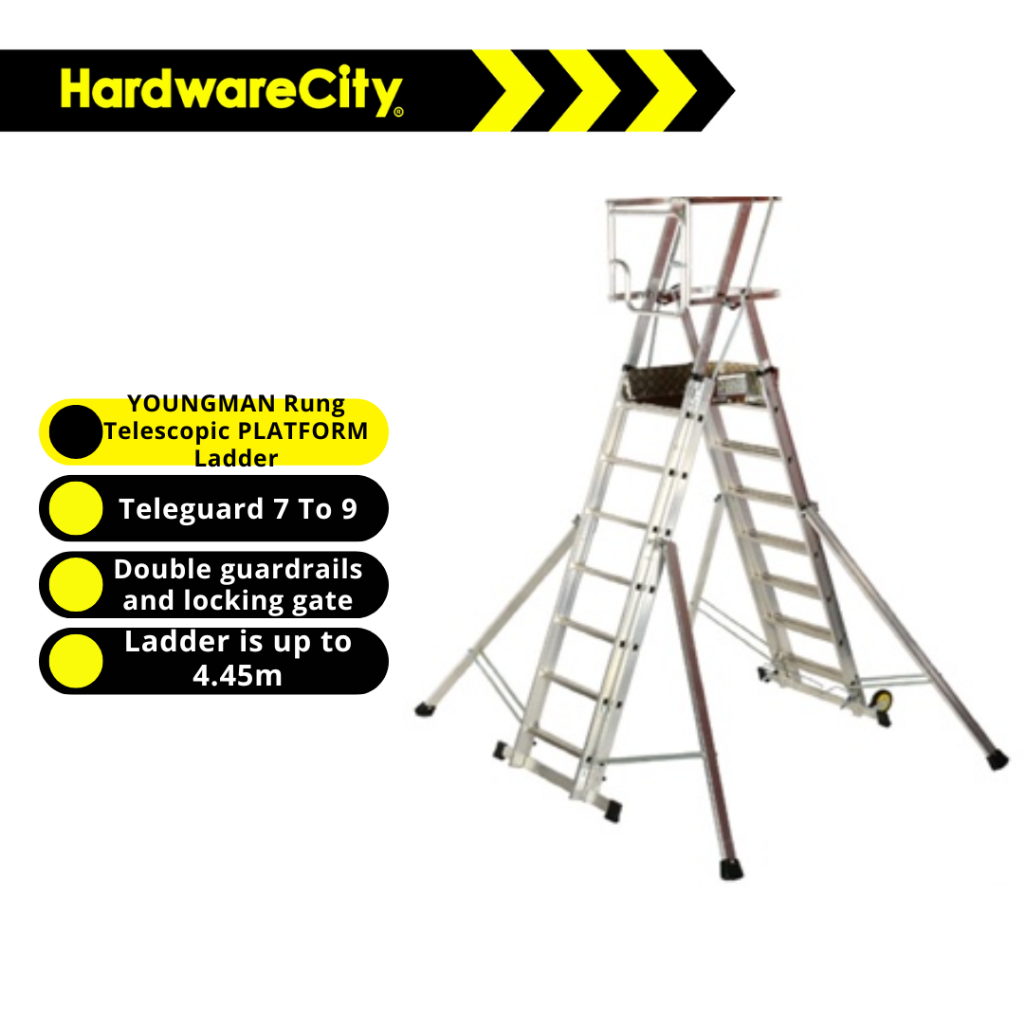 YOUNGMAN Teleguard 7 To 9 Rung Telescopic PLATFORM Ladder | Shopee ...