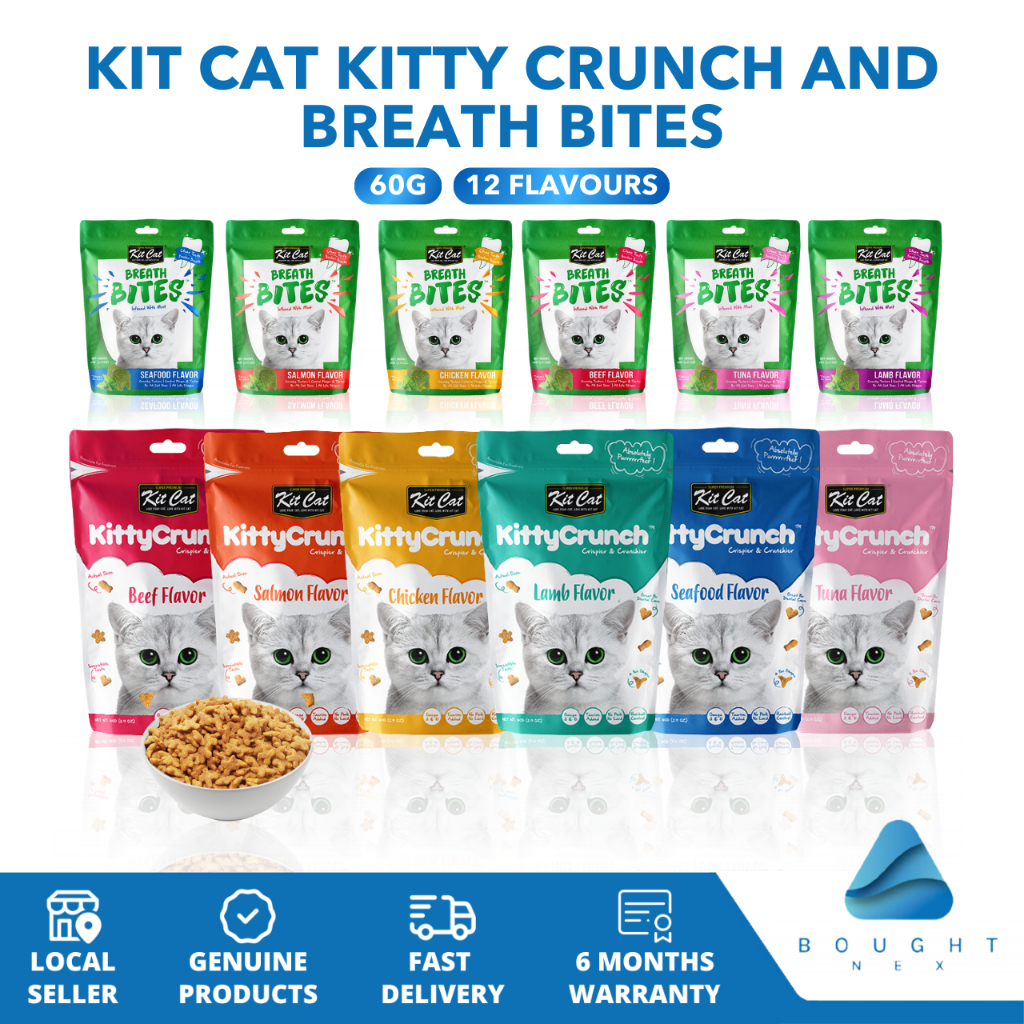 Kit Cat Kitty Crunch & Breath Bites 60g - Delicious Tasty Flavors ...