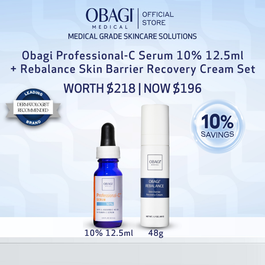 Obagi Medical Professional-C Serum 10% 12.5ml + Rebalance Skin Barrier ...