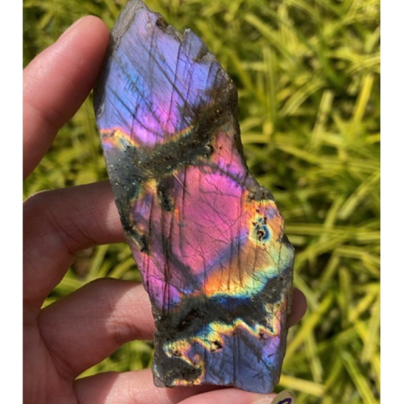 [SG CRYSTAL] Half Polished/Raw Rainbow Labradorite (Purple, sunset ...