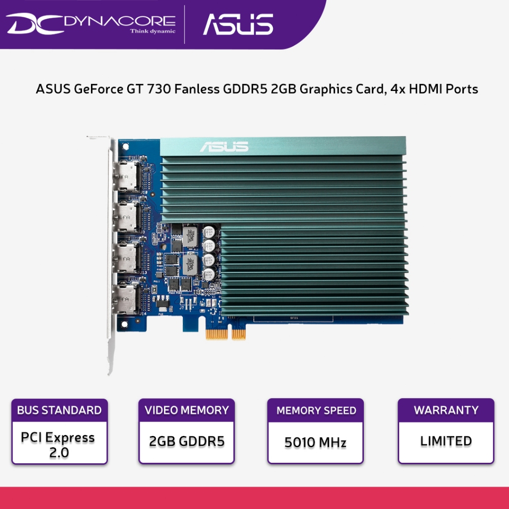 ASUS GeForce GT 730 Fanless GDDR5 2GB Graphics Card, 4x HDMI Ports | Shopee Singapore