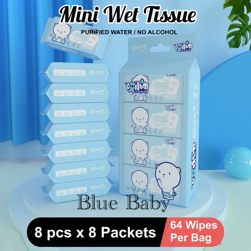 [SG Seller] 8 Packets(64 wipes) Mini Portable Wet Tissue | Disposable ...