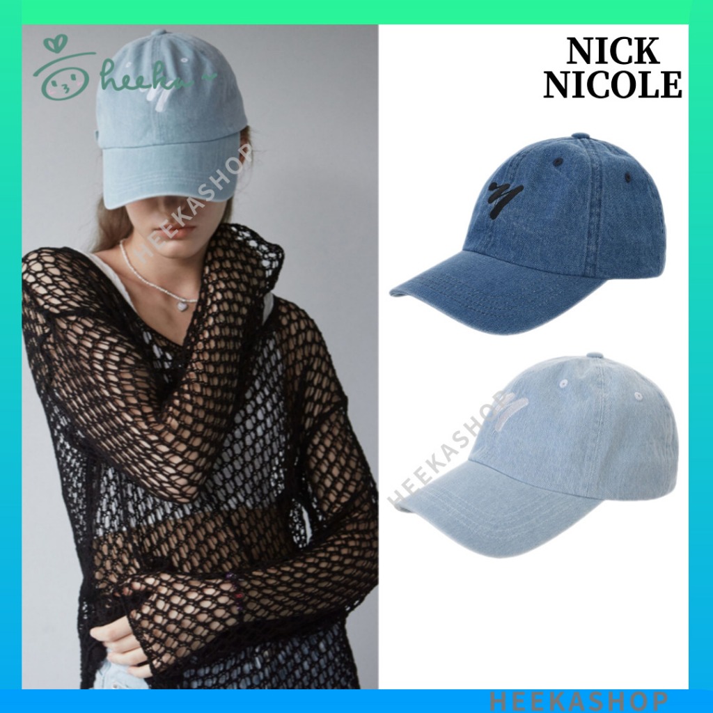 HEEKASHOP Nick&Nicole NICOLE DENIM BALL CAP - 2 COLOR (Nick & Nicole ...