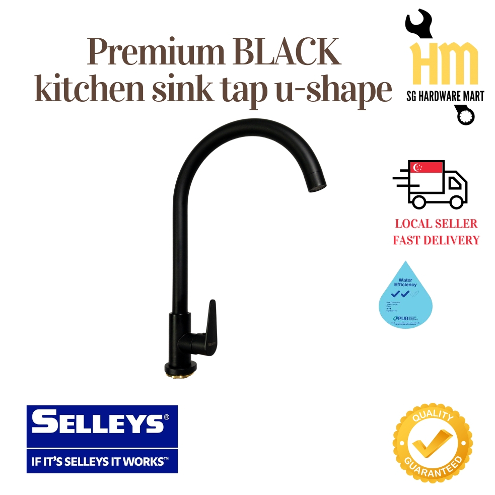 Selleys Premium Black Kitchen Sink Tap U-Shape S7021 SUS304 | Shopee ...
