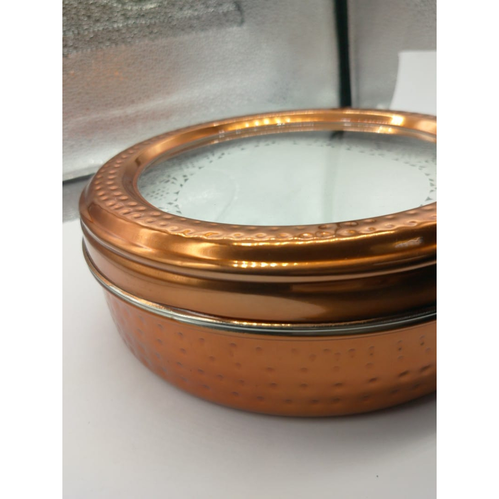 Pure Copper Spice Box (Masala Dani) Set With 1 Spoon And 7 Containers ...