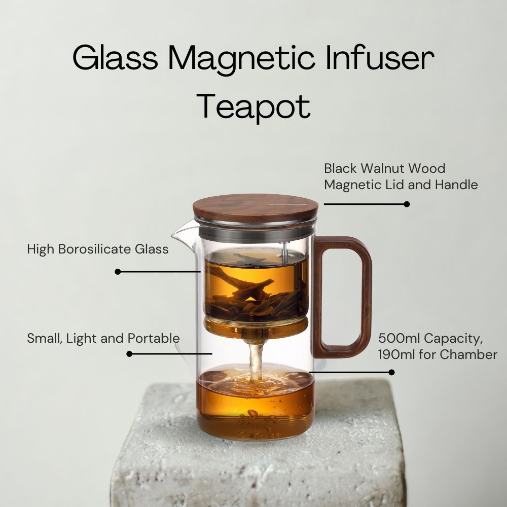 Shizukesa Premium Glass Magnetic Infuser Teapot (500ml) | Shopee Singapore