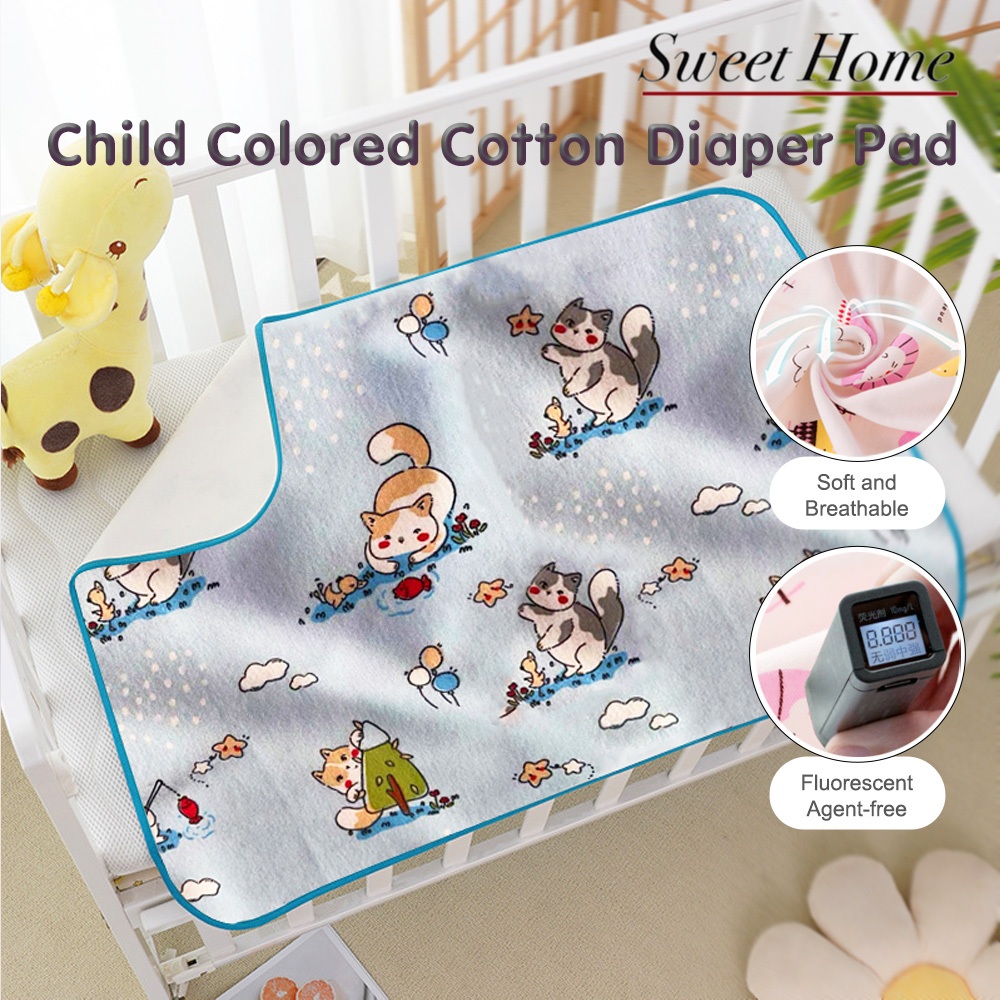 Child Colored Cotton Diaper Pad 3 Layer Baby Waterproof Urine Pad ...