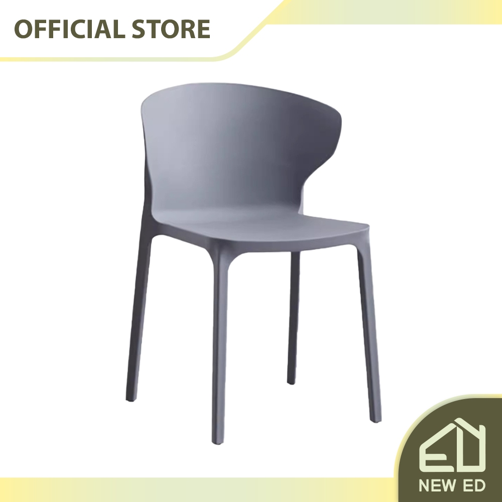Newed Nordic Simple Curved Backrest Plastic Chair | Shopee Singapore