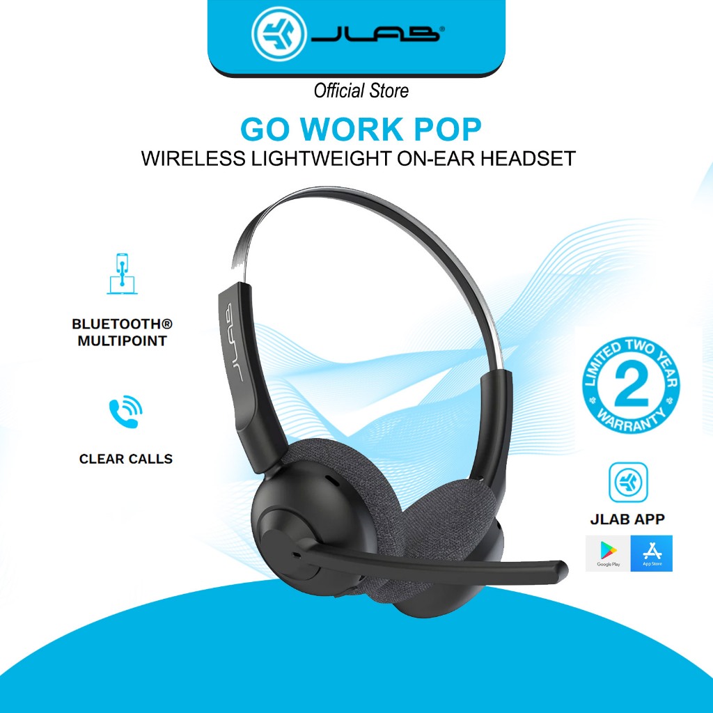 JLab GO Work POP On-Ear Lightweight Headset with Multipoint and 50 ...