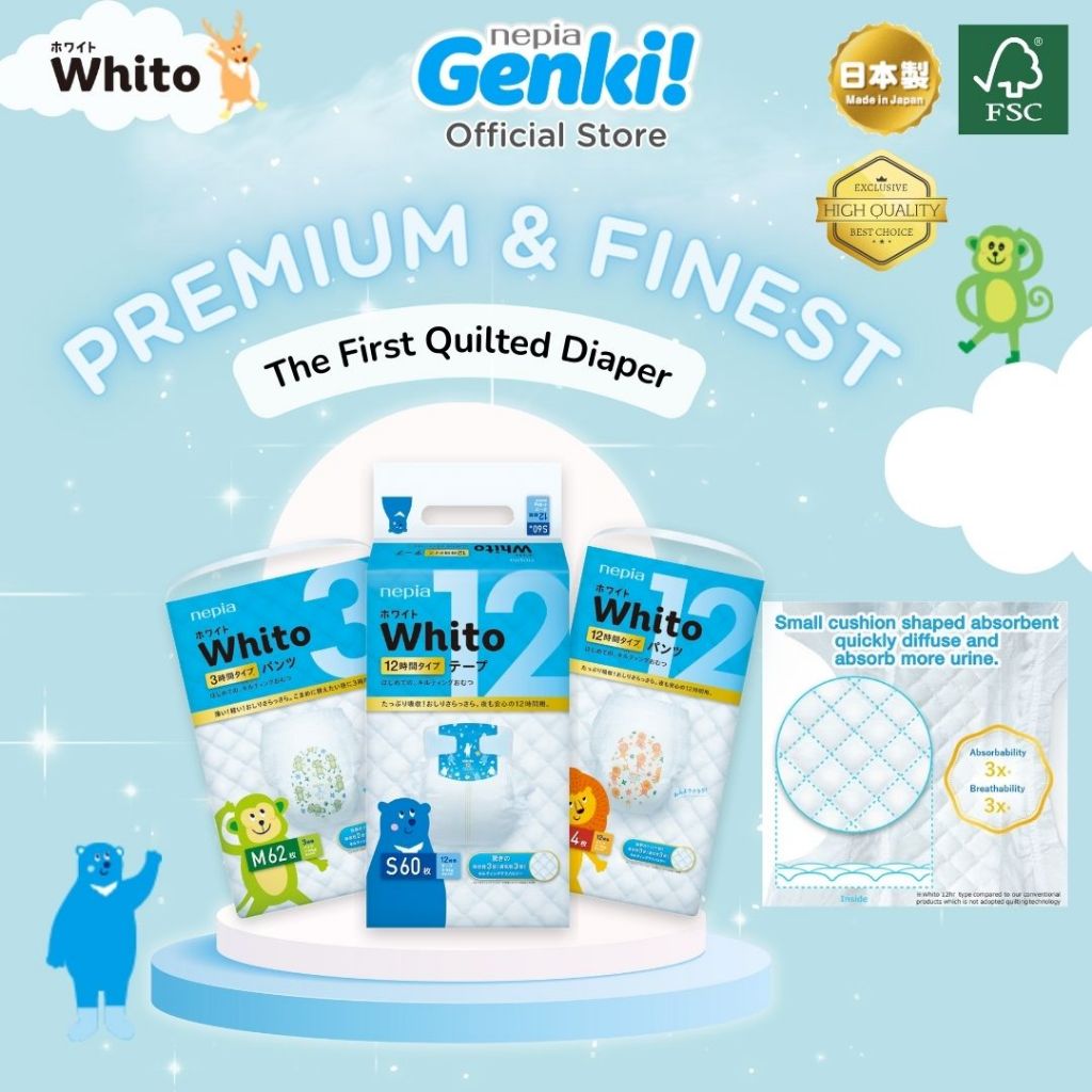 [Official] Nepia Whito Japan First Quilted Diaper Tape/Pants 3H/12H ...