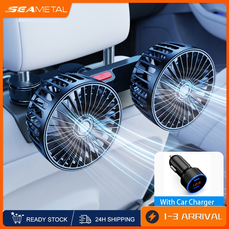 SEAMETAL Car Rear Fan USB Double-headed Electric-fan Cars Back Row Seat ...