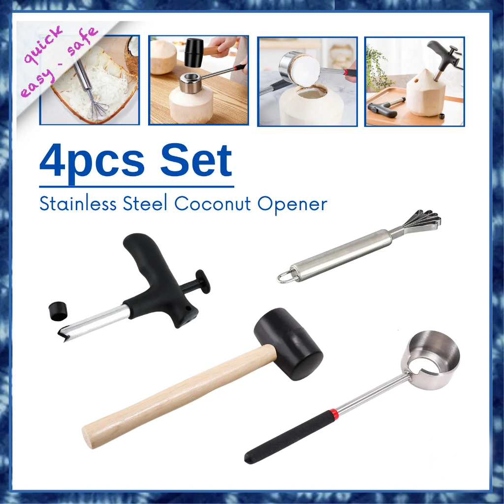 [4 pcs] Manual Coconut Shell Opener Hammer tool Food grade 304 ...
