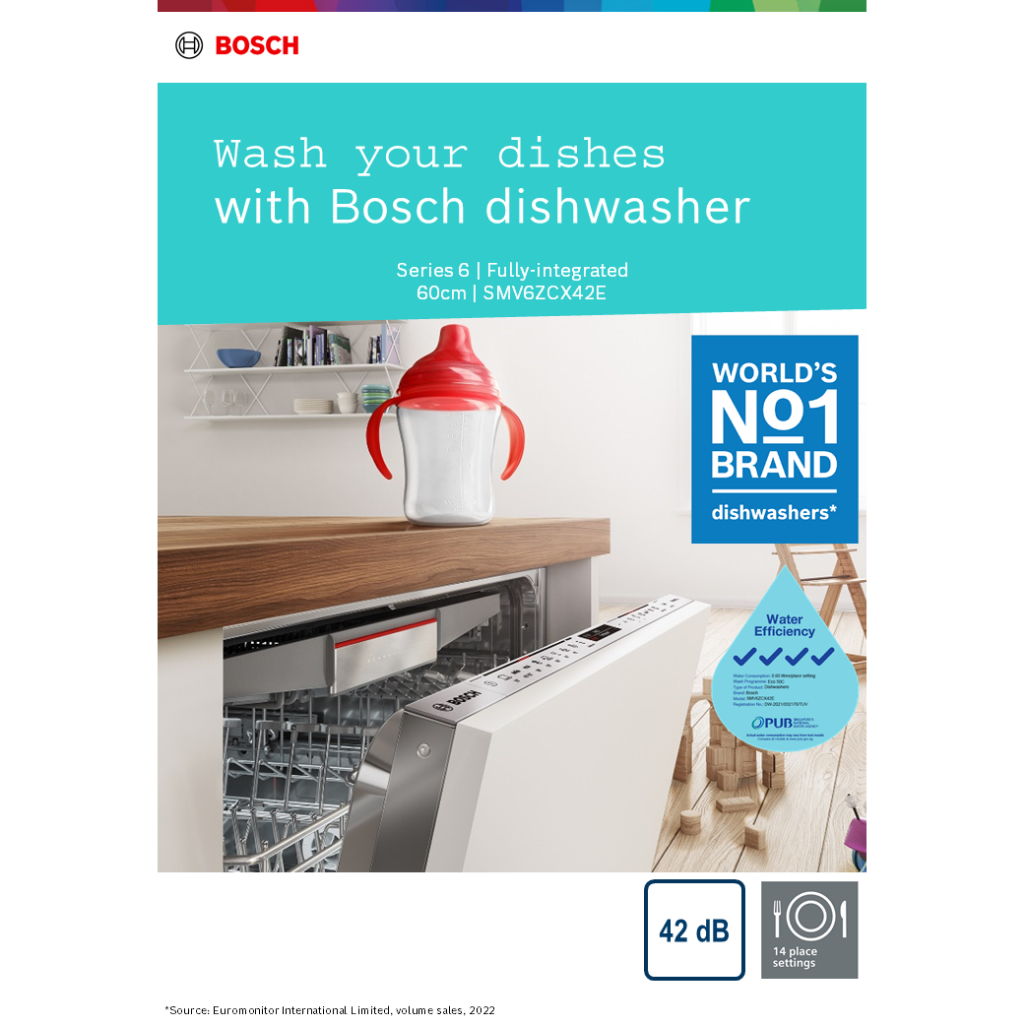 Bosch SMV6ZCX42E Fully-Integrated 60Cm Dishwasher Home Connect | Shopee ...